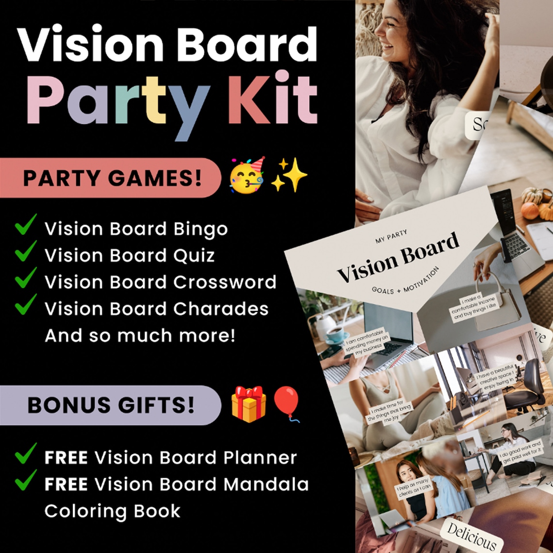 Vision Board Party Kit for Manifestation Vision Board Printables for ...
