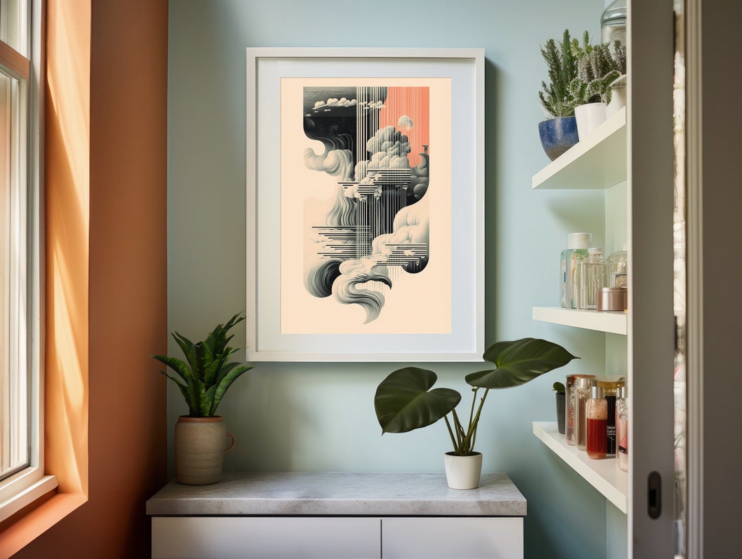 Modern Clouds Printable Art, Graphic Design, Fluid Landscapes, Digital ...