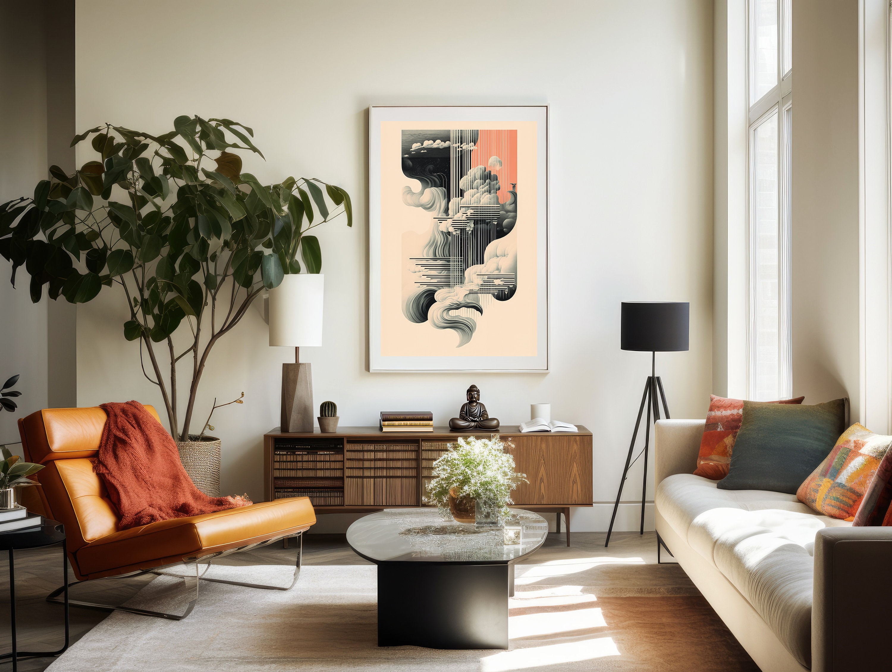 Modern Clouds Printable Art, Graphic Design, Fluid Landscapes, Digital ...