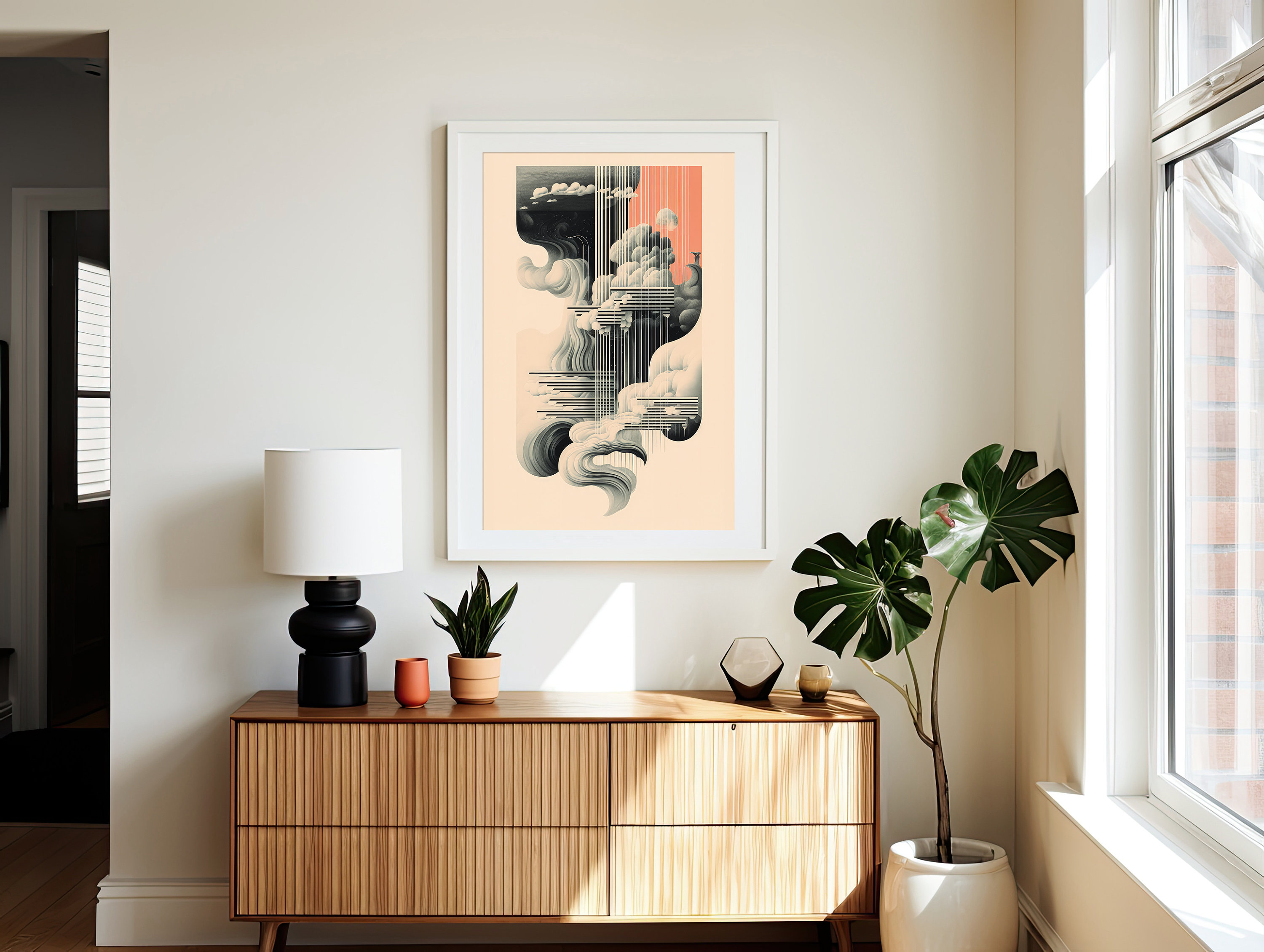 Modern Clouds Printable Art, Graphic Design, Fluid Landscapes, Digital ...