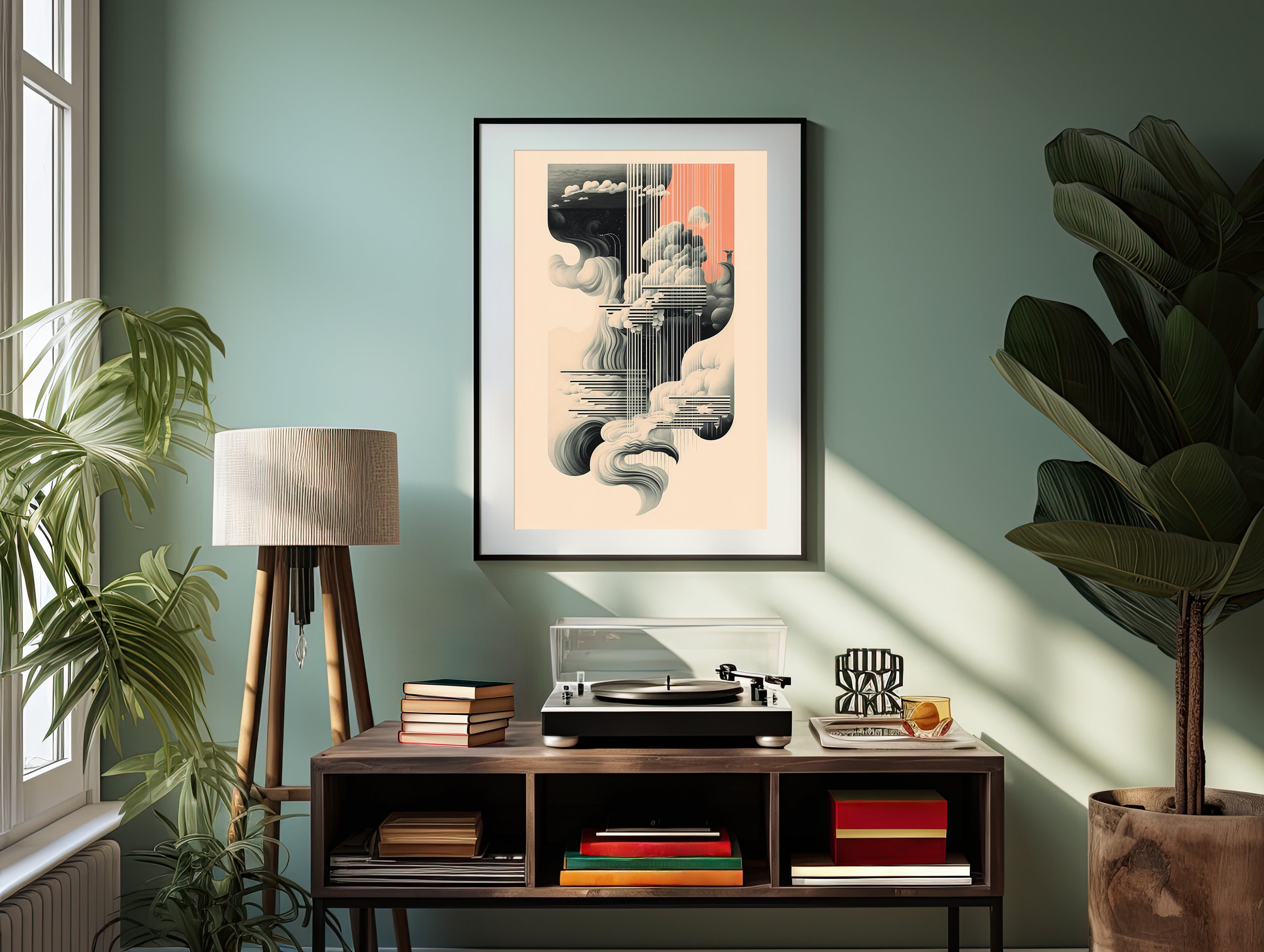 Modern Clouds Printable Art, Graphic Design, Fluid Landscapes, Digital ...