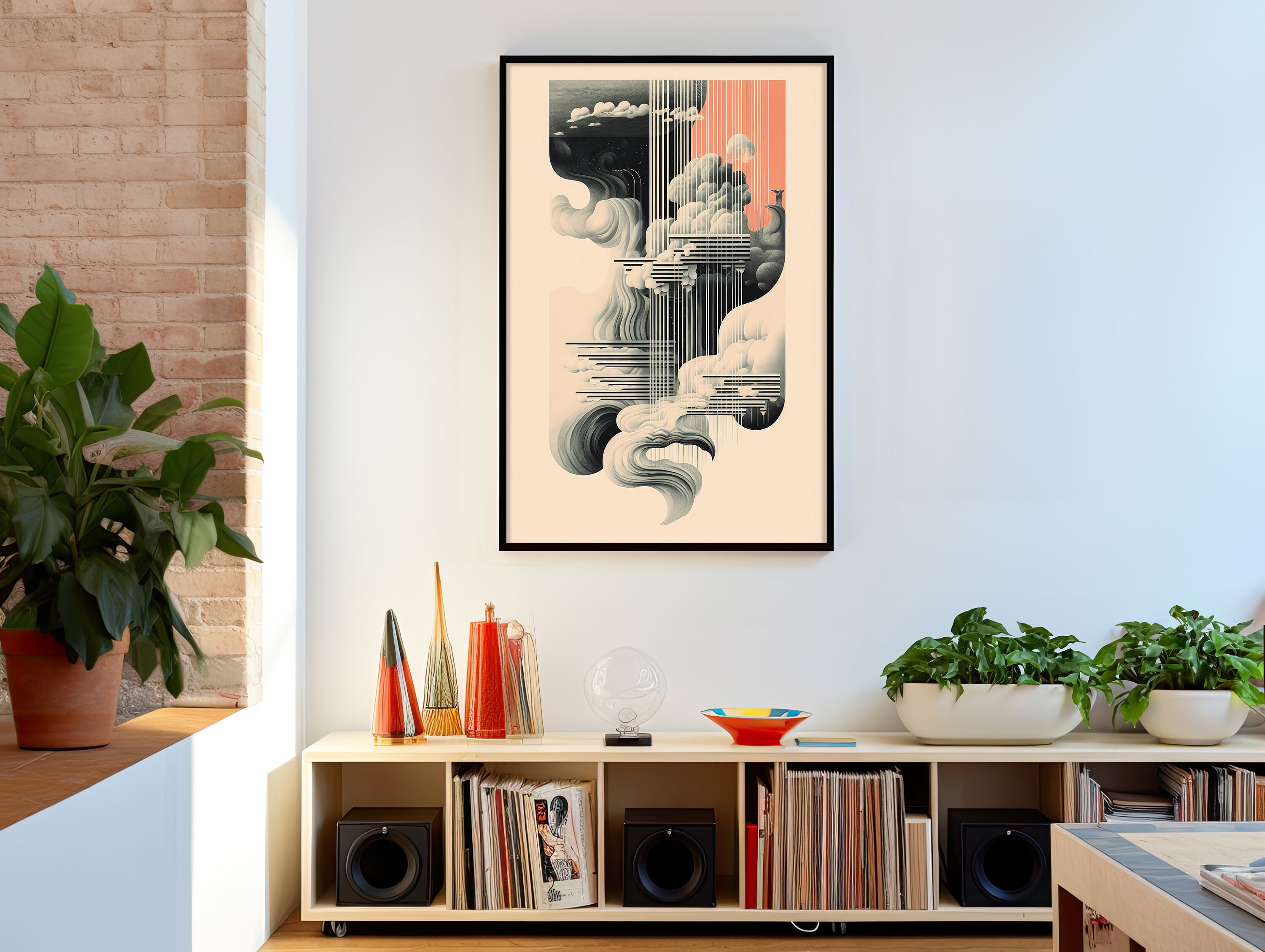 Modern Clouds Printable Art, Graphic Design, Fluid Landscapes, Digital ...