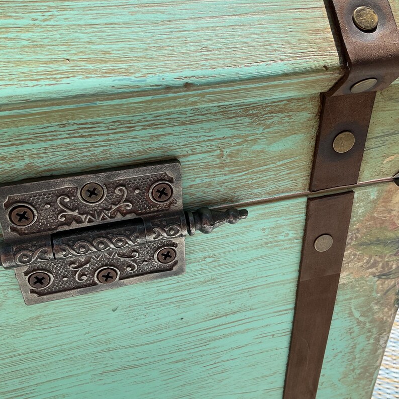 Large Hand Painted Wooden Treasure Chest Storage Box ~ Stunningly ...
