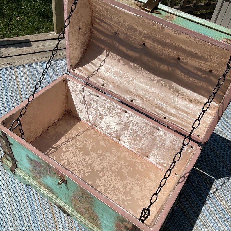 Large Hand Painted Wooden Treasure Chest Storage Box ~ Stunningly ...