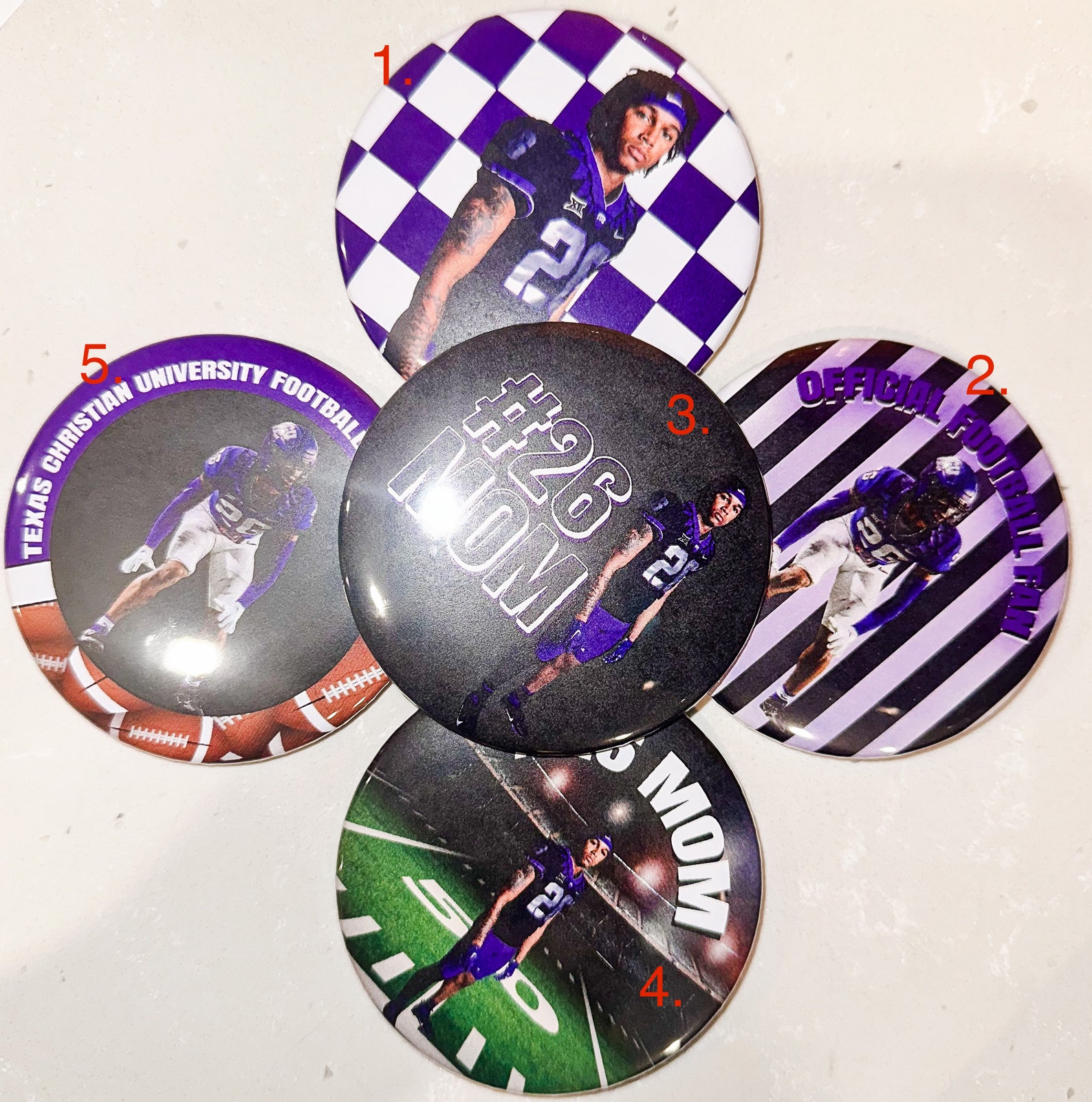 Football Player 3 Pinback or Magnetic Gameday Custom Buttons - Etsy