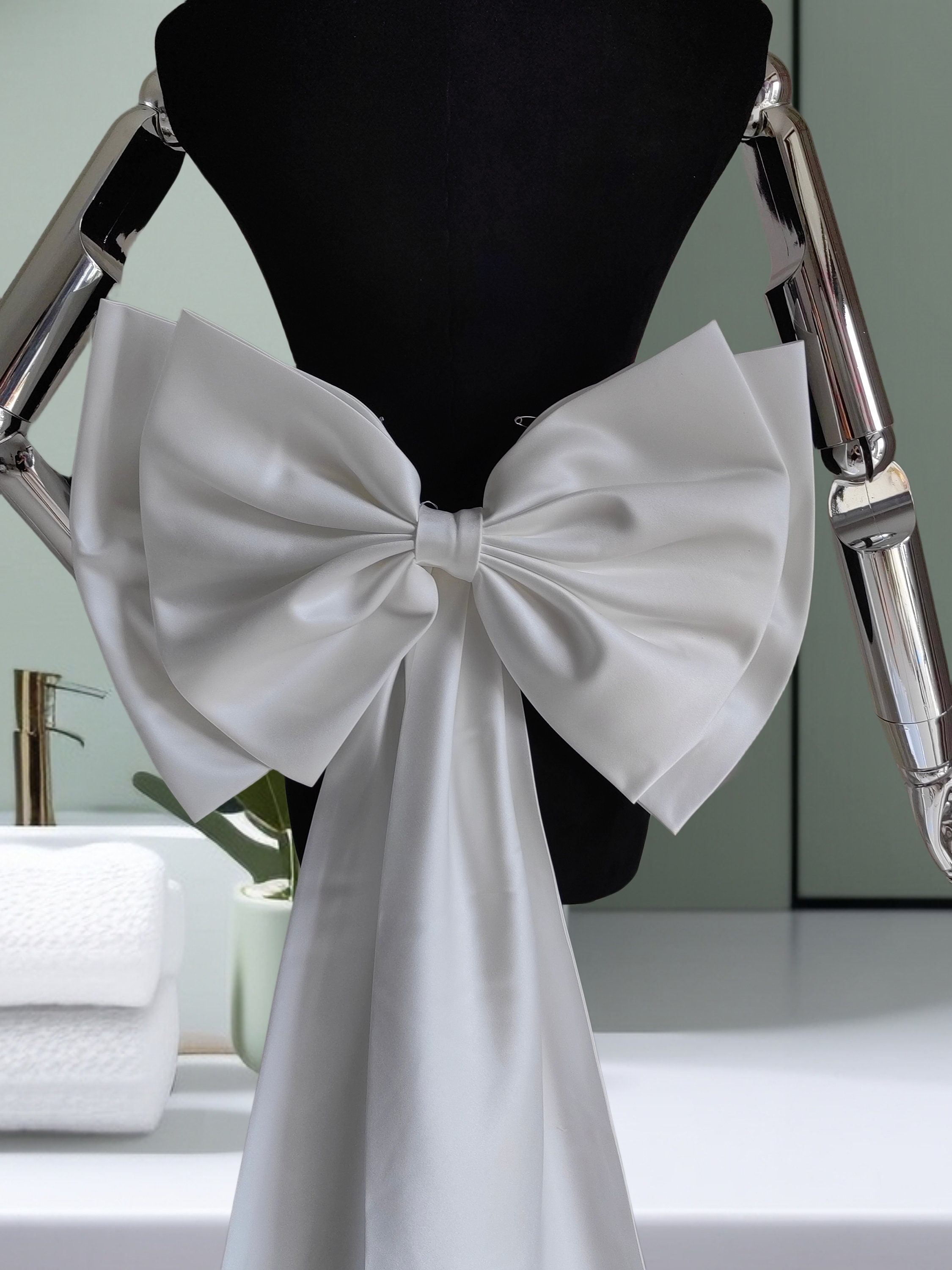 Women's Satin Bows Oversized Wedding Tail Bows Bridal - Etsy