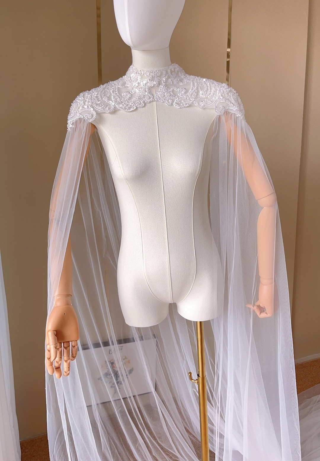 Bridal Cloak, Cloak, Bride, Tulle Bridal Cloak, Wedding Cloak,, White ...