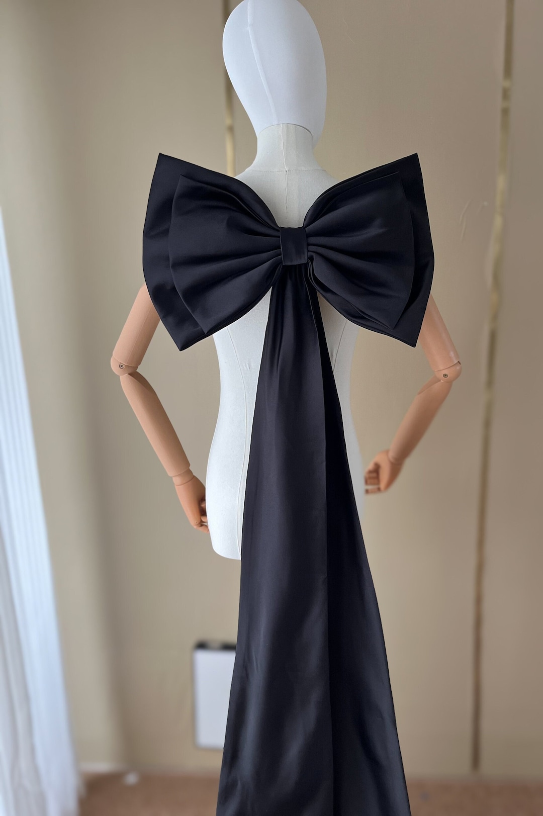 Black Huge Bow, Detachable Satin Bow, Oversized Dress Tail Bow, Bow ...