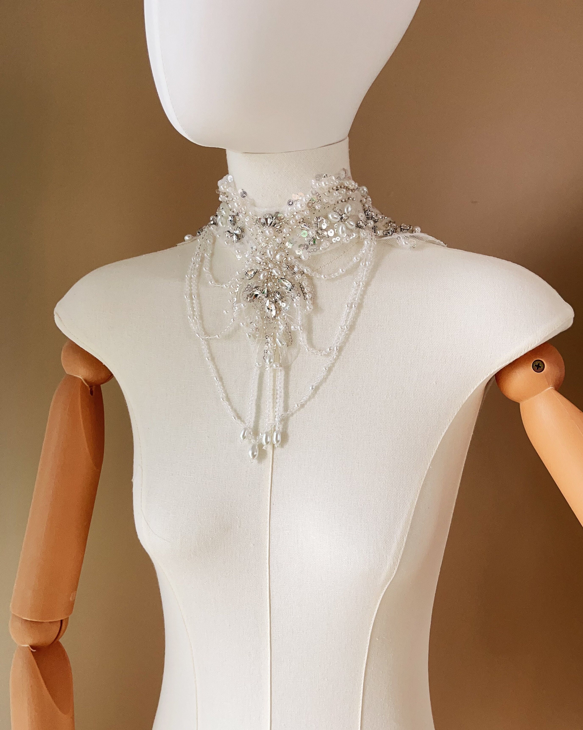 Handmade Beaded Bridal Shoulder Chain: Rhinestone Pearl Necklace - Etsy