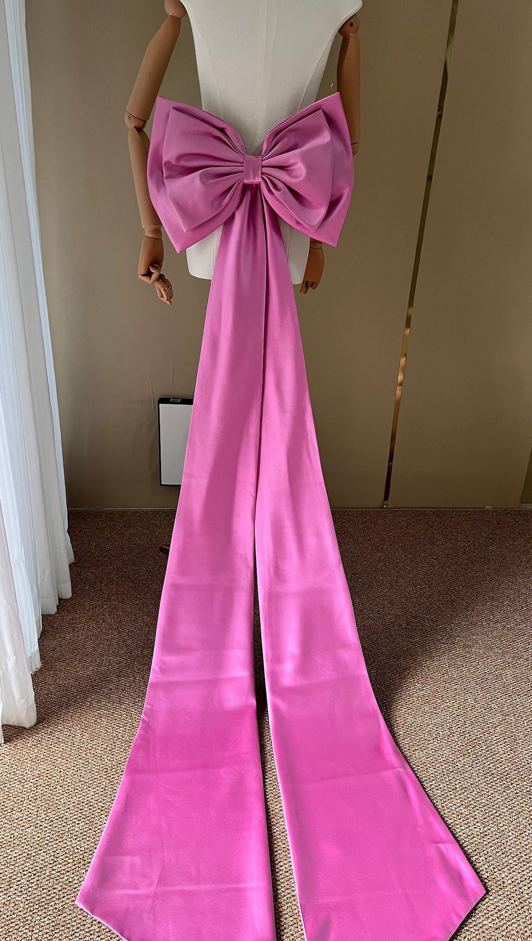 Pink Satin Bow, Extra Large Wedding Tail Bow, Decorative Bow, Classic ...