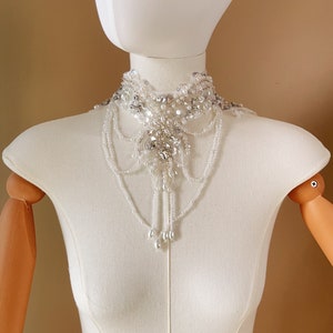 Handmade Beaded Bridal Shoulder Chain: Rhinestone Pearl Necklace - Etsy