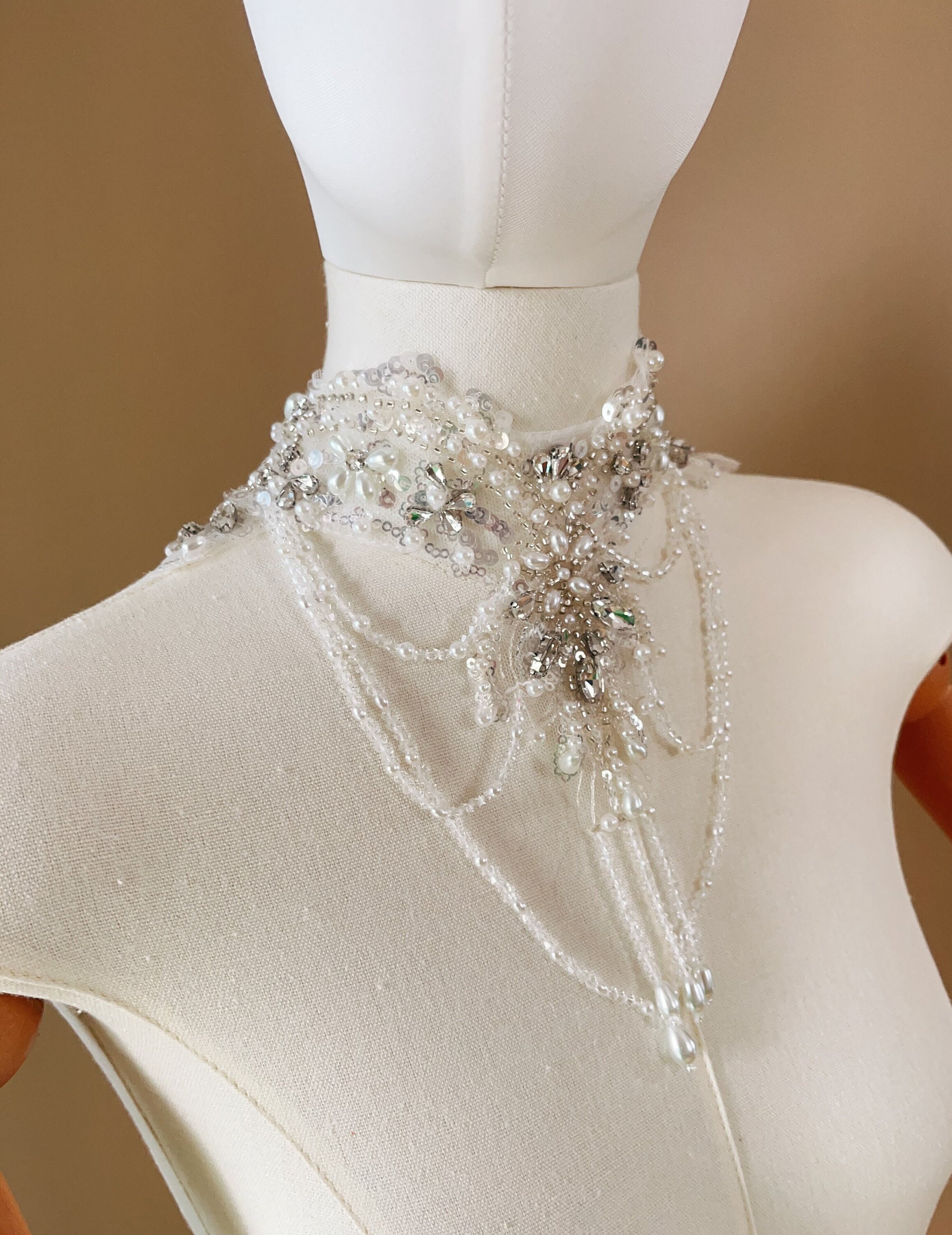 Handmade Beaded Bridal Shoulder Chain: Rhinestone Pearl Necklace - Etsy