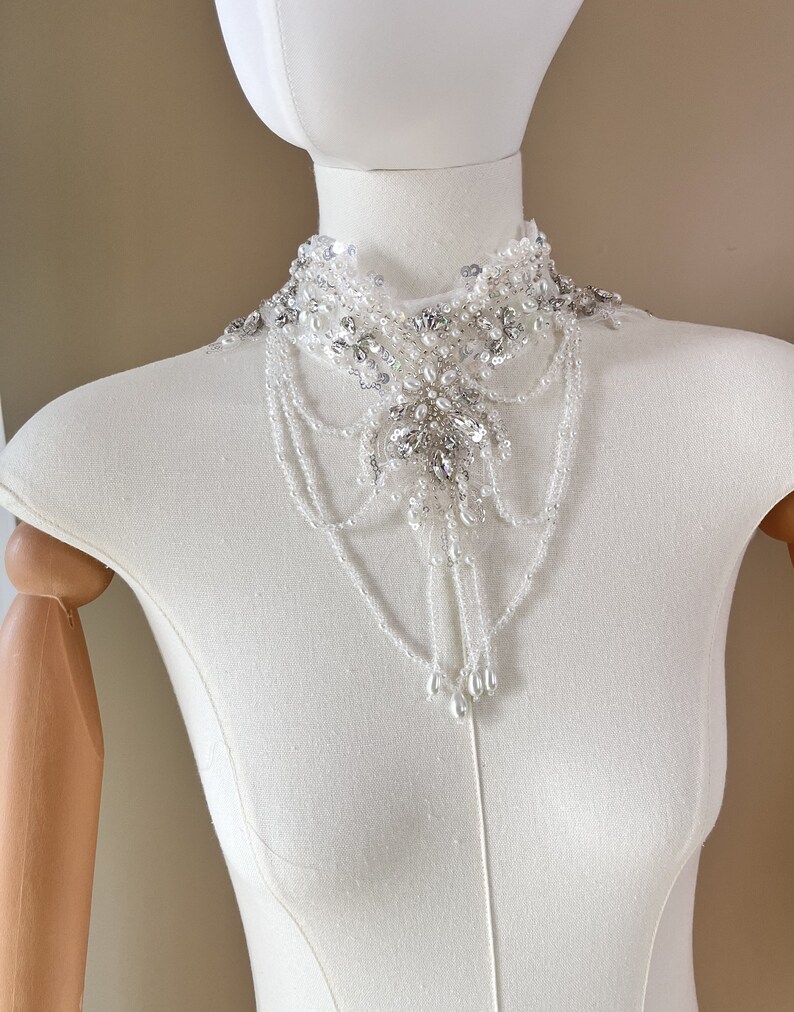 Handmade Beaded Bridal Shoulder Chain: Rhinestone Pearl Necklace - Etsy