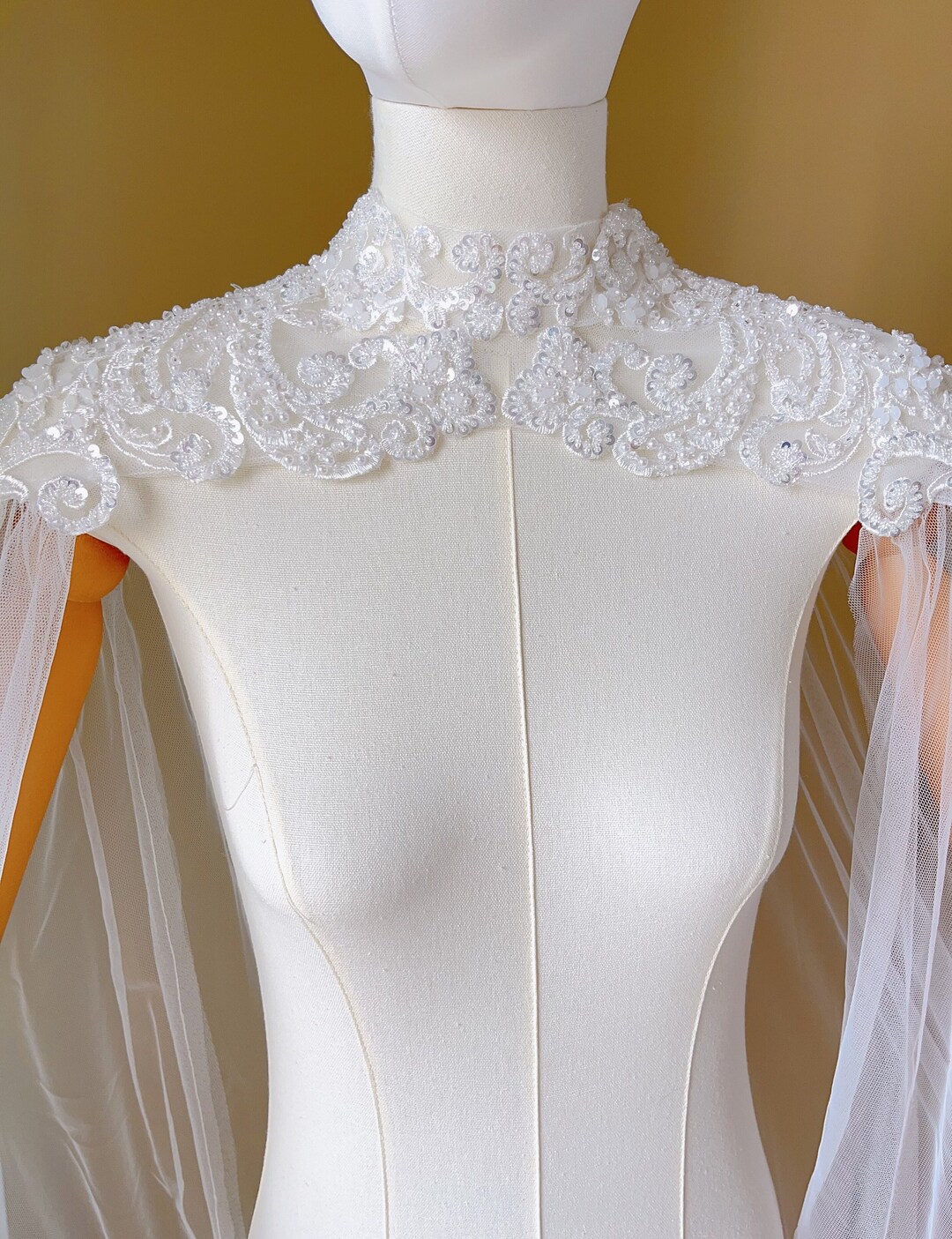 Bridal Cloak, Cloak, Bride, Tulle Bridal Cloak, Wedding Cloak,, White ...