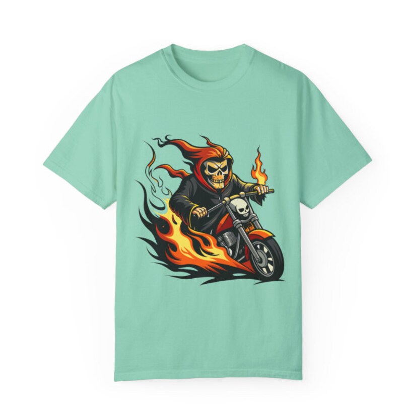 Grim Reaper Skull on a Flaming Motorcycle, Instant Download Digital ...