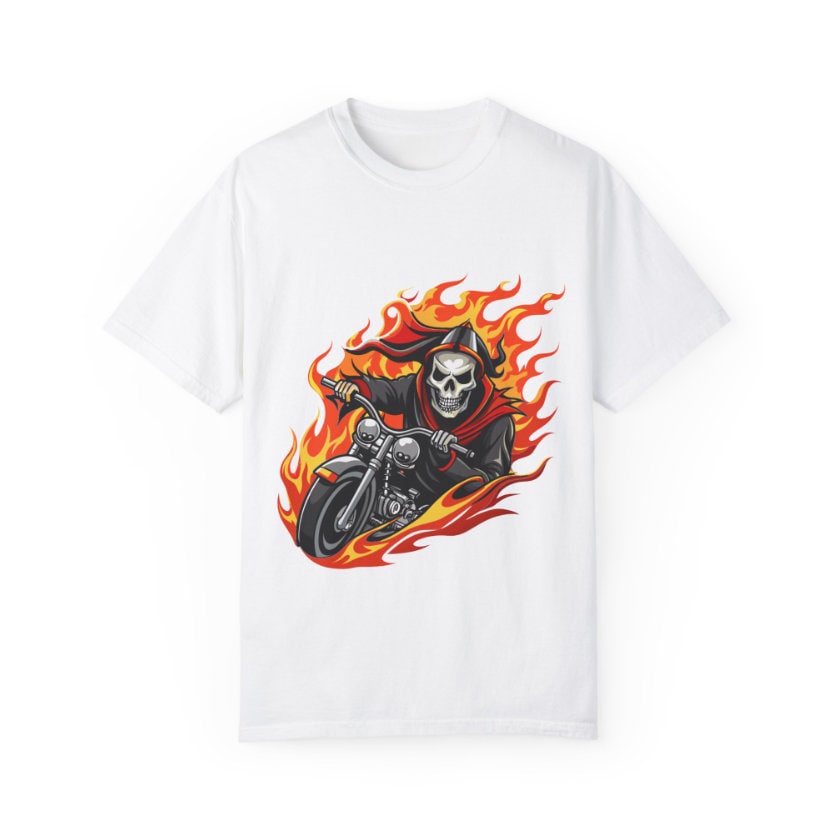 Grim Reaper Skull on a Flaming Motorcycle, Instant Download Digital ...