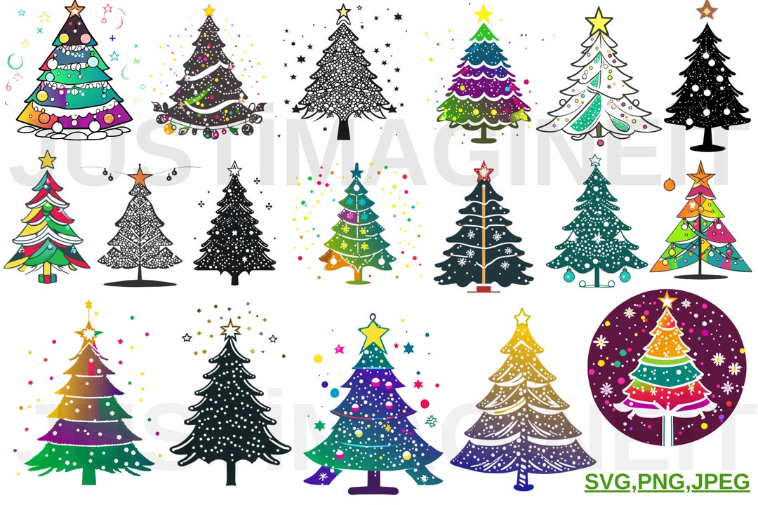 Christmas Trees With Lights SVG Sublimation Design, Merry Christmas Png ...