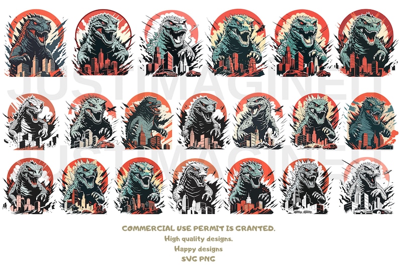 Godzilla Attack SVG | PNG, SVG Digital File | High-quality Artwork for ...