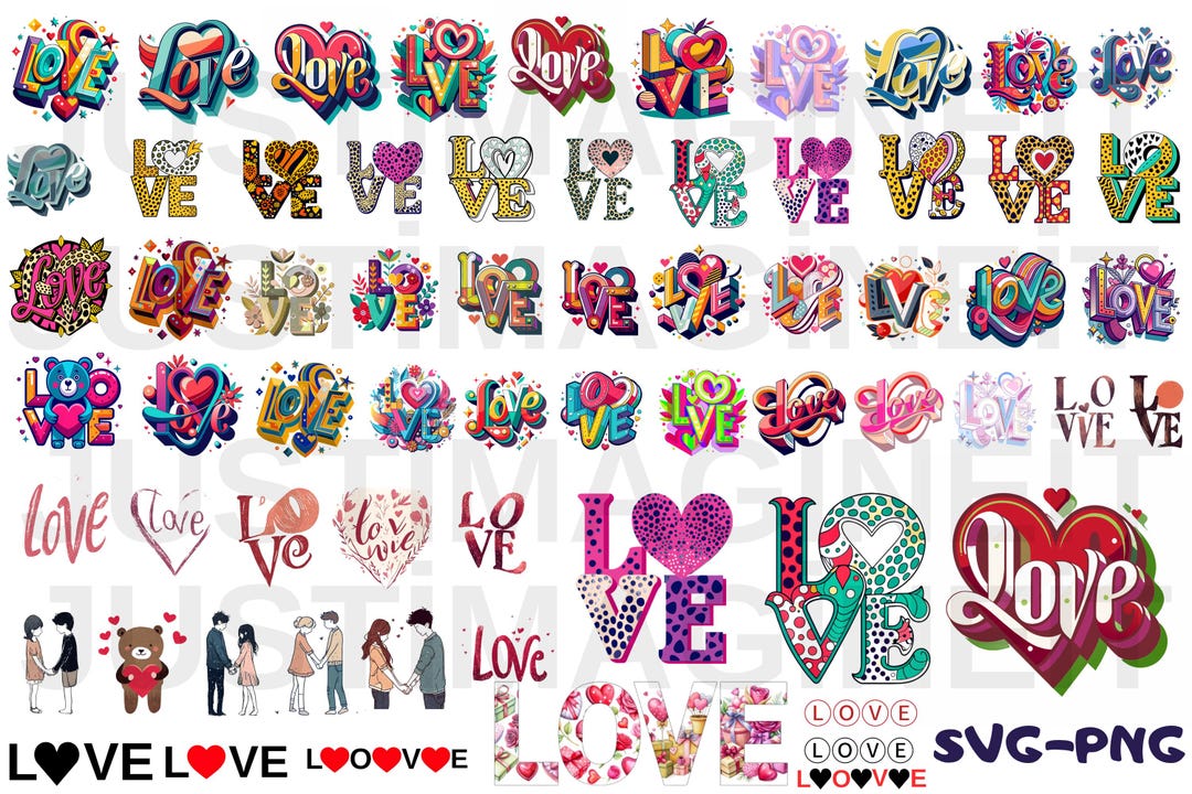 Love Svg Bundle, Love Word Svg, Love Clipart, Love Heart Svg, Heart Svg ...