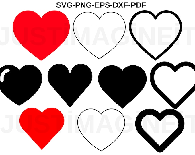 Hearts Svg Bundle, Heart Outline Svg, Heart Cut Files, Heart Clipart ...