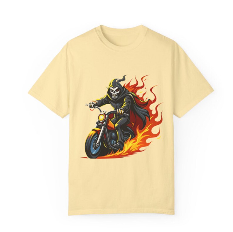Grim Reaper Skull on a Flaming Motorcycle, Instant Download Digital ...