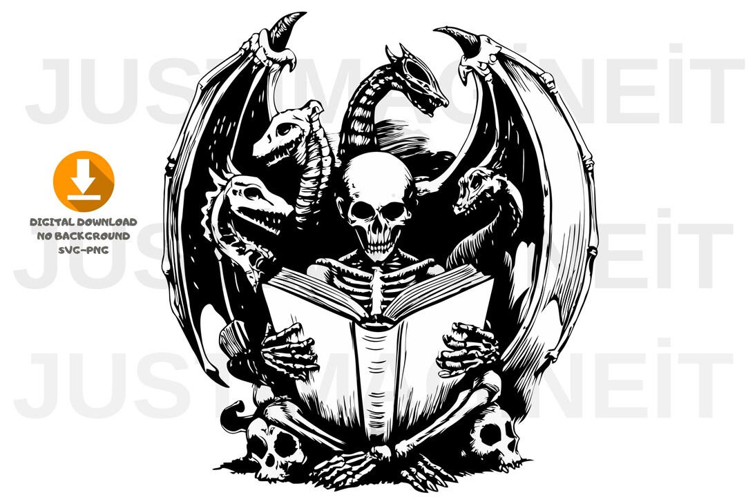 Book Reading Dragon SVG PNG Dragon Art Gothic T-shirt Design Floral ...