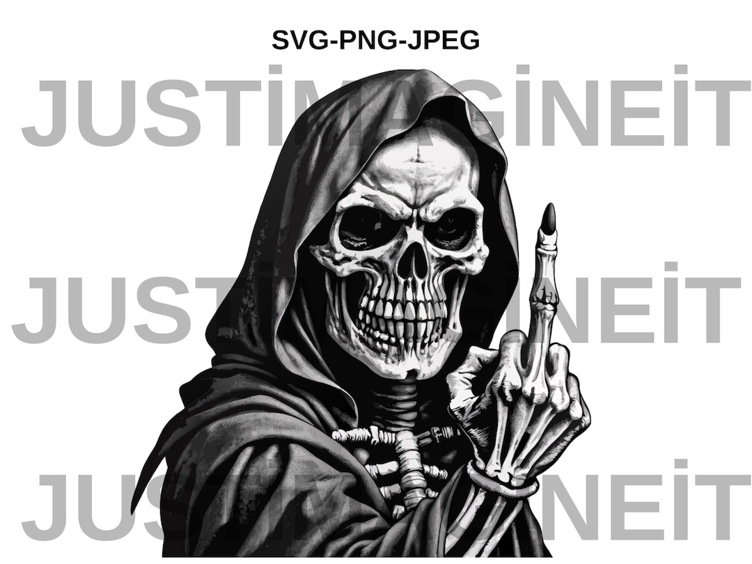 Grim Reaper Middle Finger SVG Death SVG Horror T-shirt Decal Graphics ...