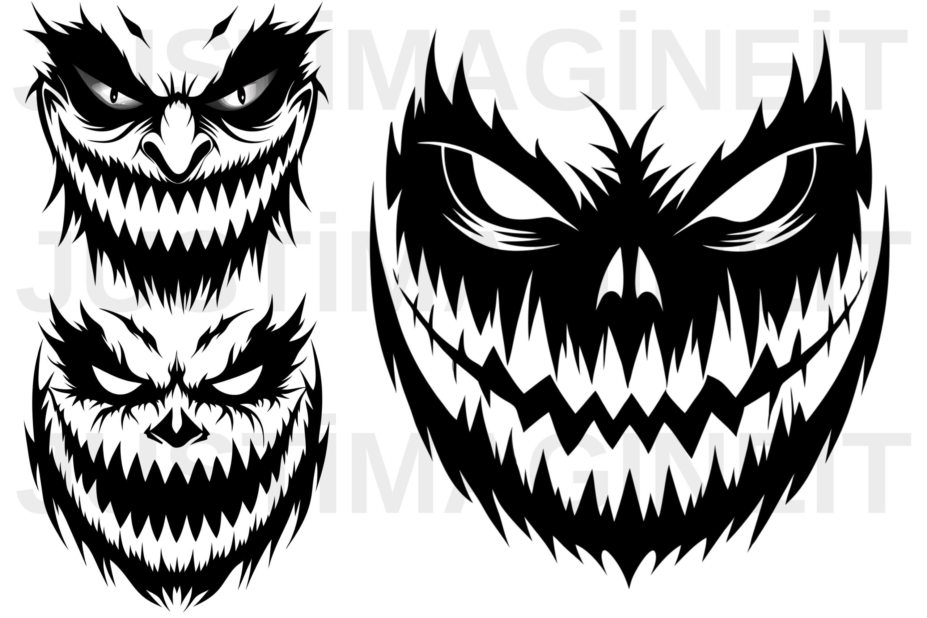 Halloween Svg, Spooky Halloween Face SVG, Eerie Halloween Silhouette ...