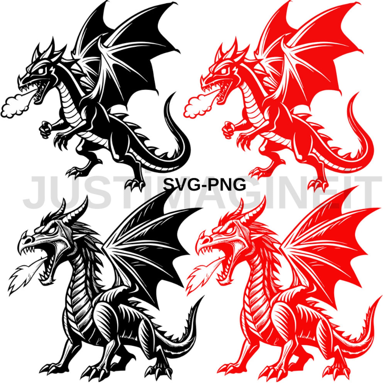 Dragon SVG Bundle, Dragon PNG Bundle, Dragon Clipart, Dragon SVG Cut ...