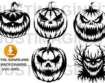 Halloween Svg - Jack-o'-lantern Scary Face SVG | Pumpkin Carving Face ...
