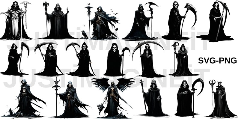 Grim Reaper & Witch SVG Bundle – Dark Skull, Witch Clipart – Digital ...