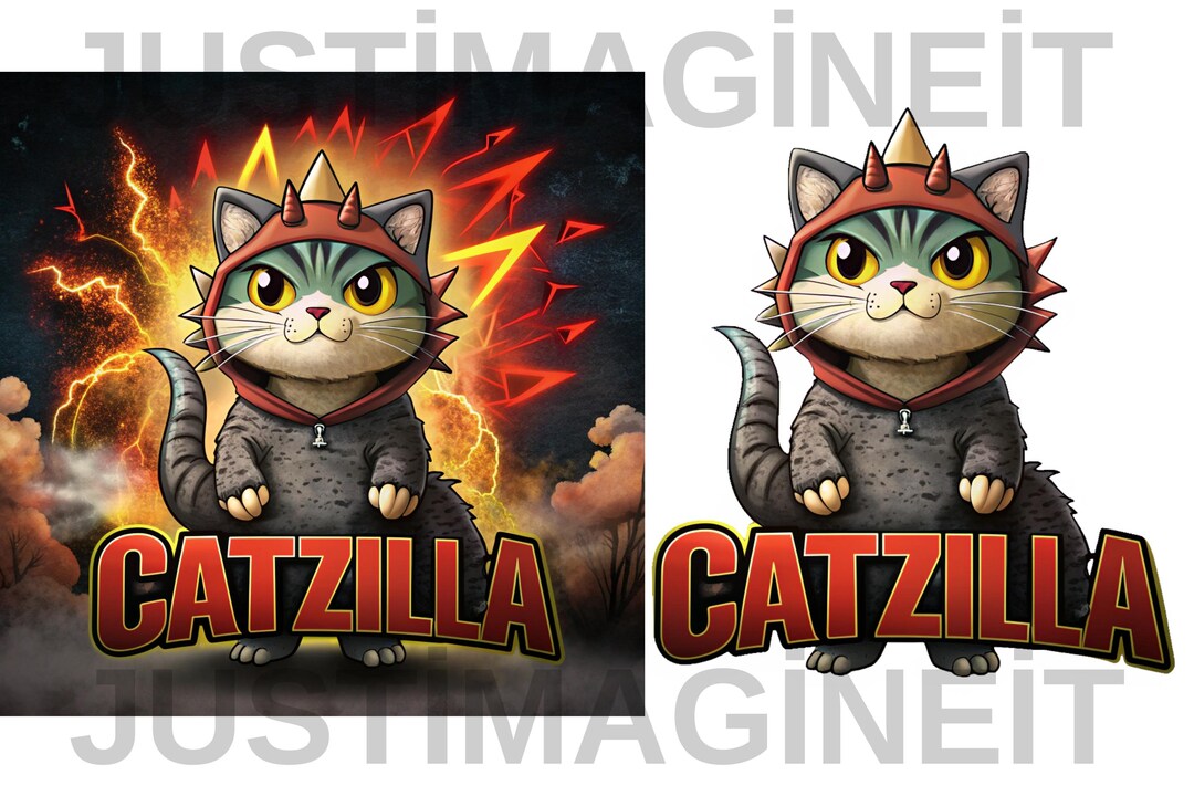 Catzilla PNG Purrfect Godzilla Png Cat JPG Humor Humour Funny PNG Jpg ...