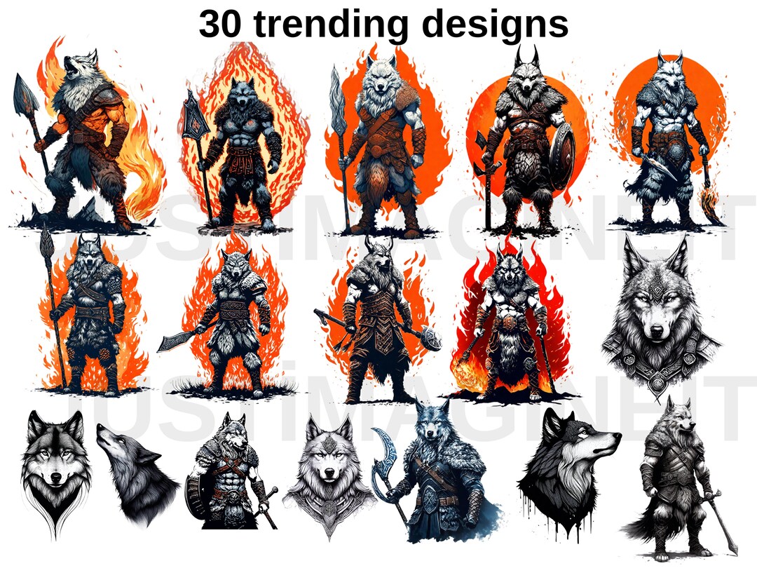 Viking Wolf SVG PNG Clipart, Norse Mythology Wolf Png, Fıre Wolf ...