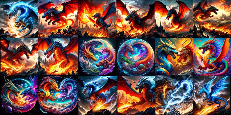 MEGA Dragons PNG Clipart Bundle • Fantasy Mystical Dragon Age Scrapbook ...