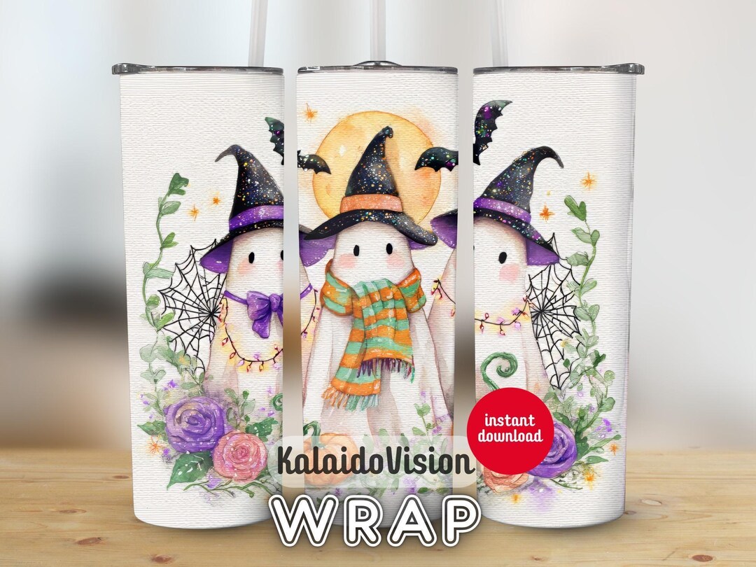 20oz Tumbler Wrap: Playful Ghosts Design - Instant Digital Download - Etsy
