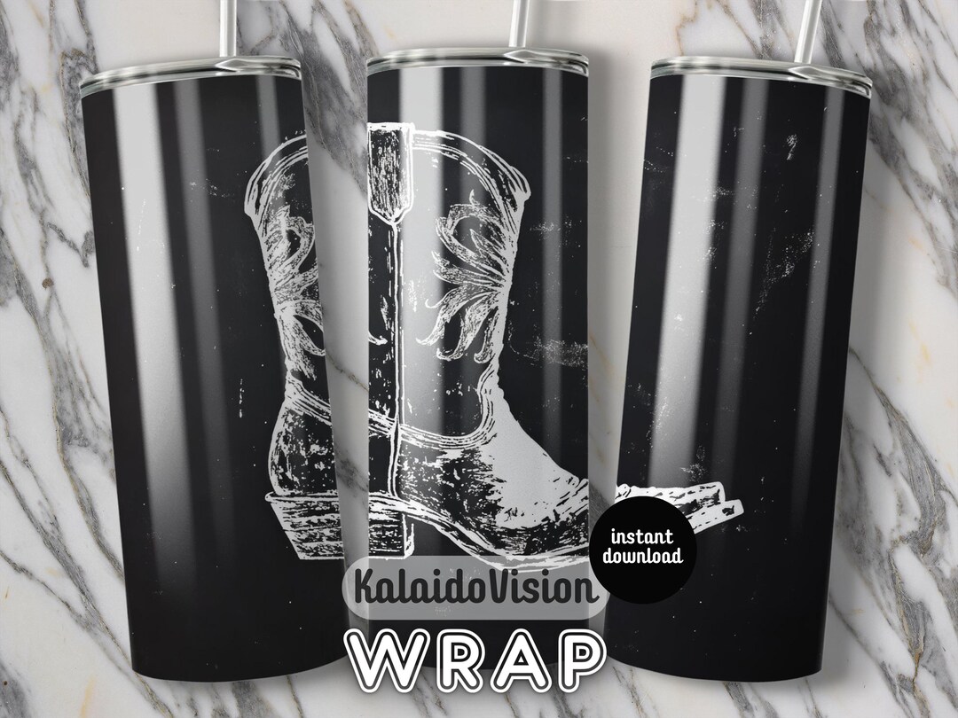 20oz Tumbler Wrap Digital Download Western Cowboy Boot Design Rustic ...