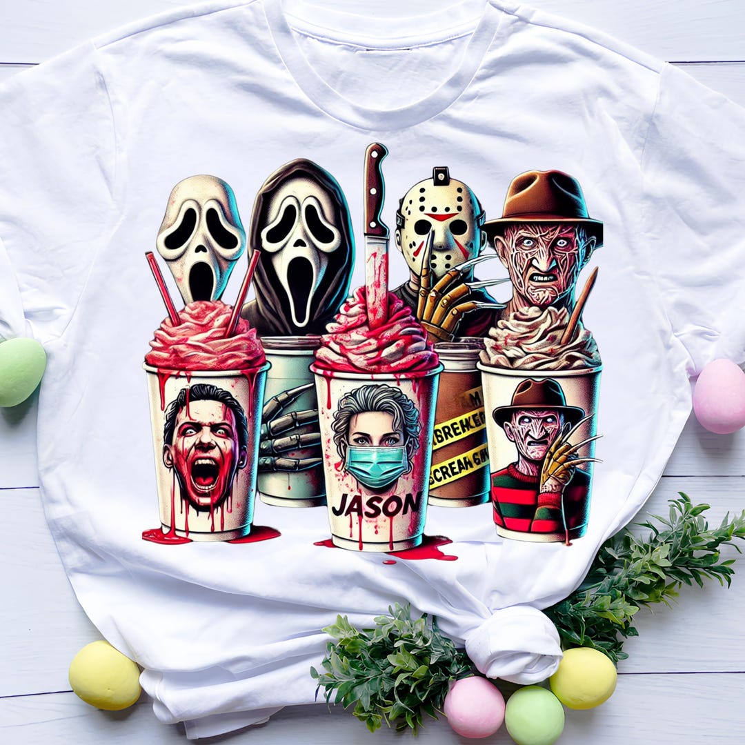 Horror Characters Coffee Png Svg,horror Friends Png Svg,coffee Cup ...