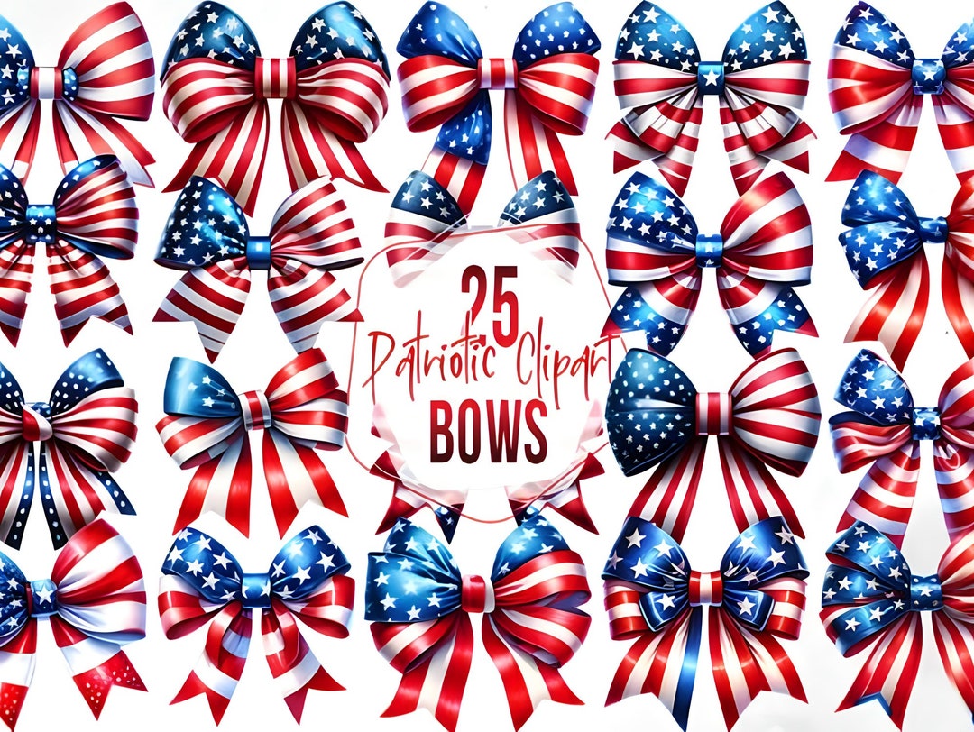 25 Patriotic Bows Transparent PNG Clipart, Red White Blue Ribbons ...