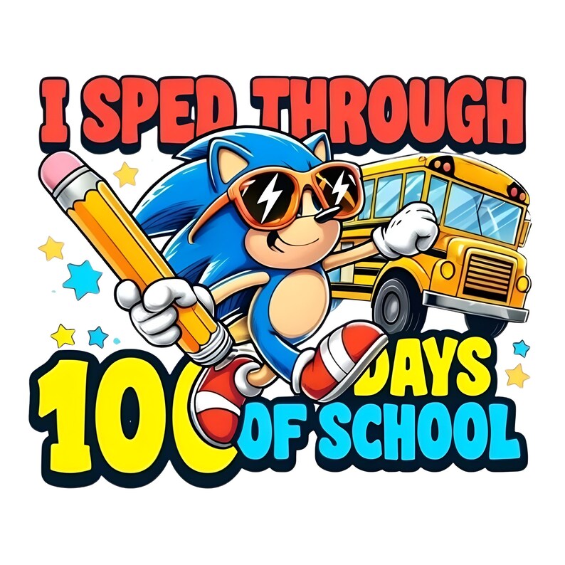 100 Days of School Design Cartoon 9 Png Bundle,cross 100 Days Sonic ...