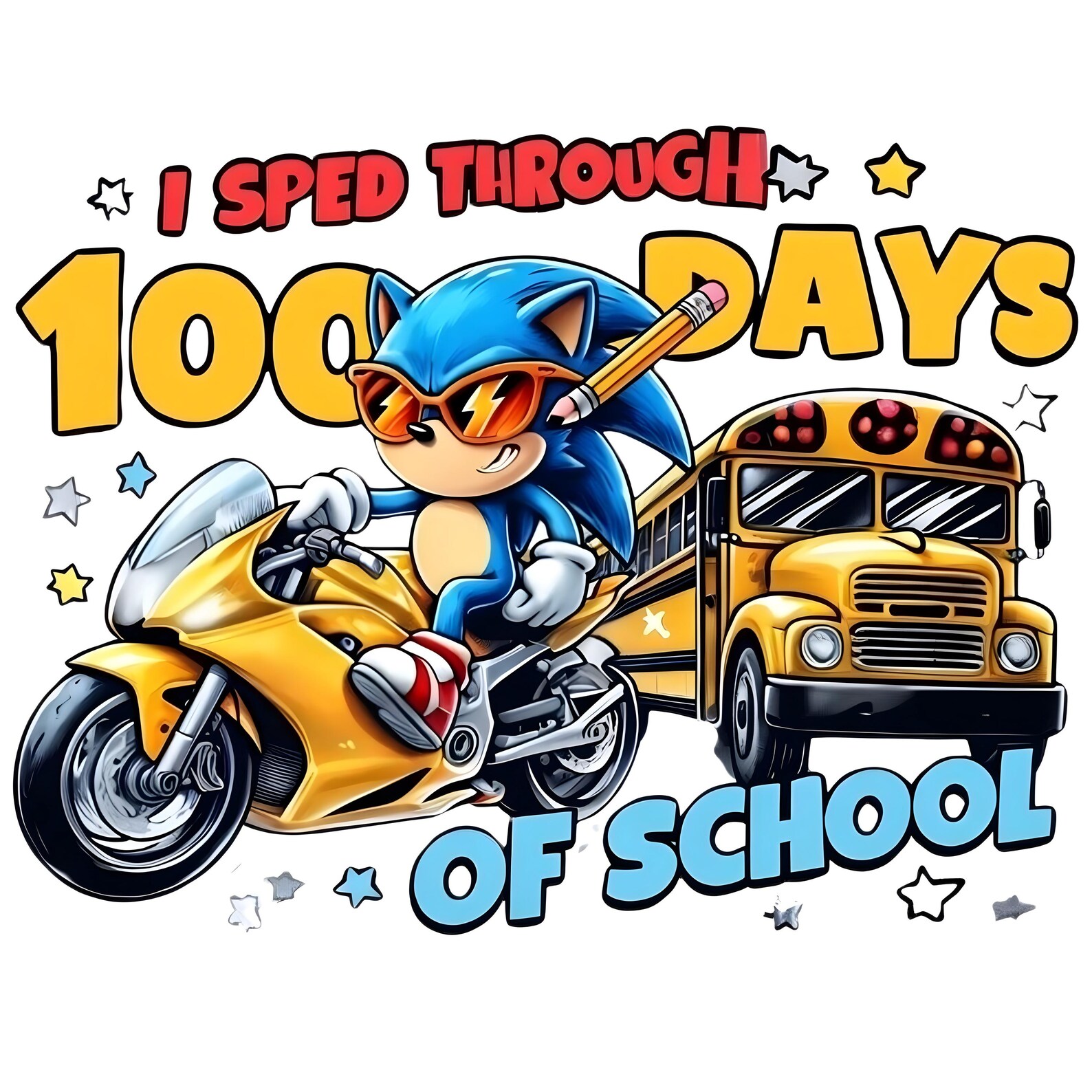 100 Days of School Design Cartoon 9 Png Bundle,cross 100 Days Sonic ...