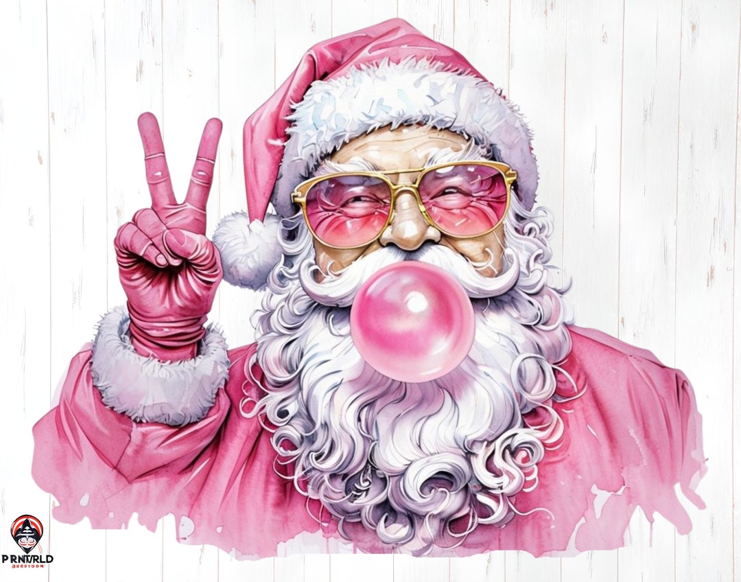 Retro Santa Christmas Blowing Bubble PNG Svg,vintage Merry Christmas ...