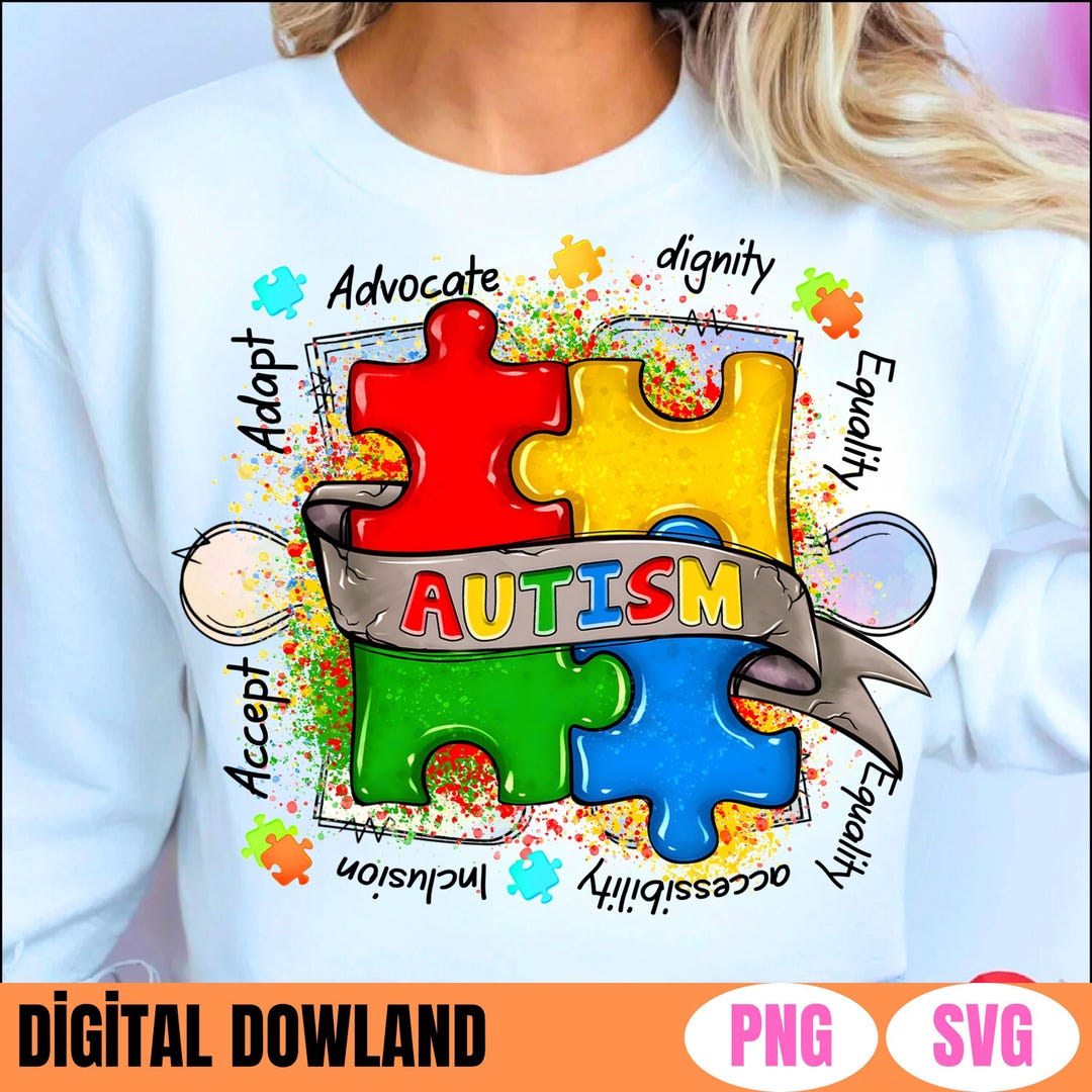 SVG Autism Advocate Dignity Equality Png,autism Awareness Sublimation ...
