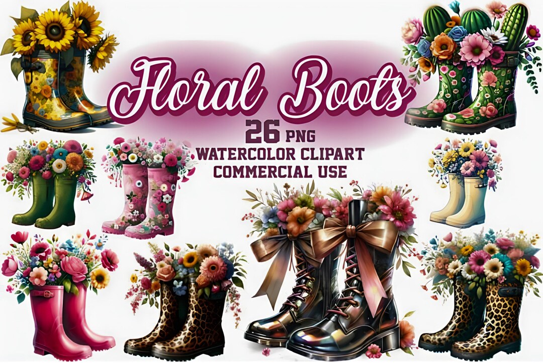 26 Garden Boots Clipart Bundle Hello Spring Png Designs Garden Clipart ...