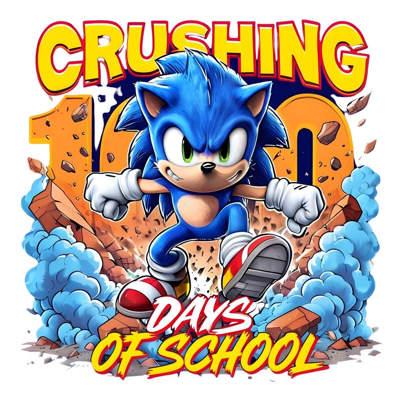 100 Days of School Design Cartoon 9 Png Bundle,cross 100 Days Sonic ...