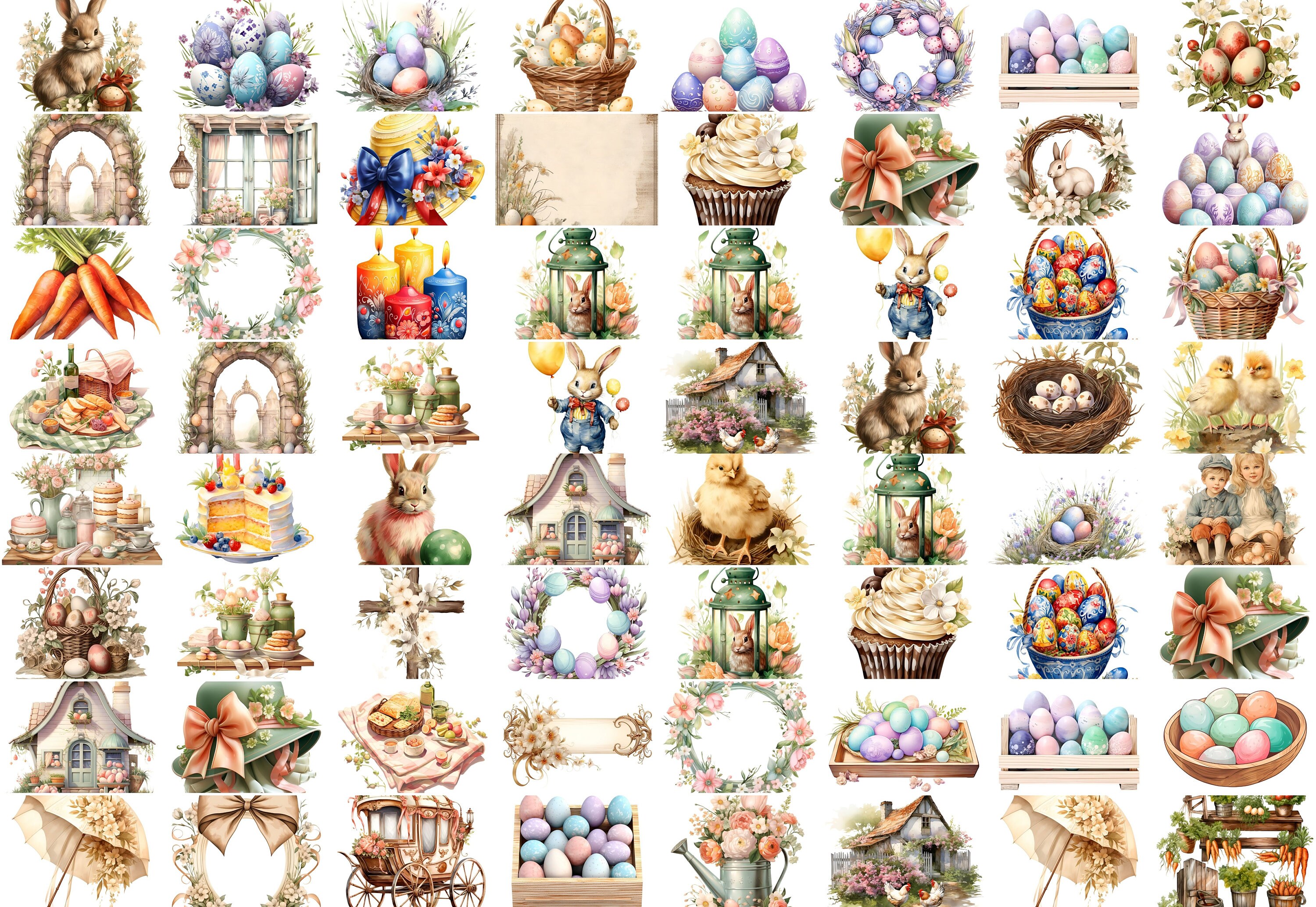 Easter Watercolor Clipart Bundle 450 PNG Easter Bunny Images ...