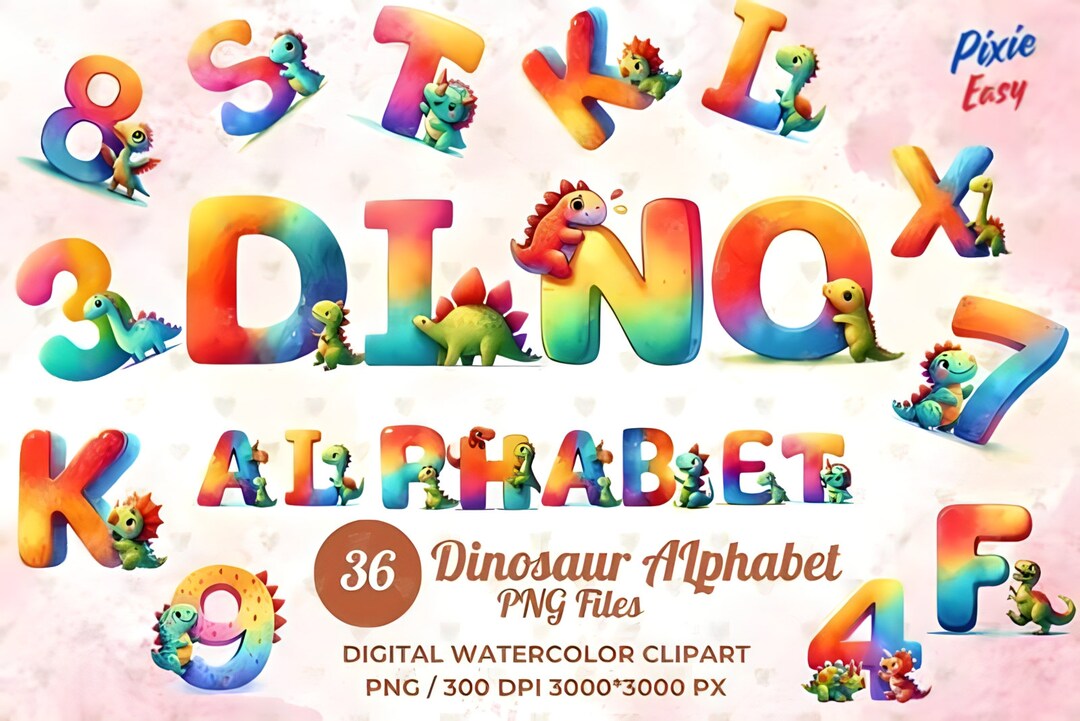 36 Dinosaur Alphabet Numbers Letters Trex Font Number Birthday Boy SVG ...