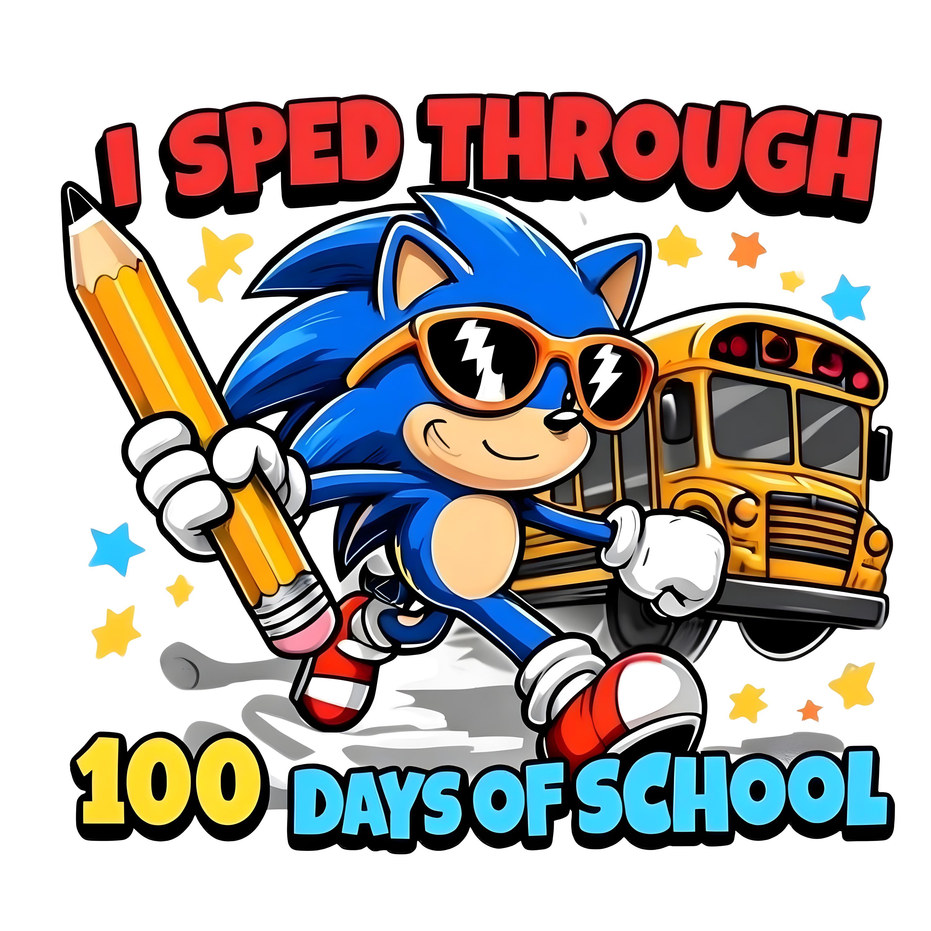 100 Days of School Design Cartoon 9 Png Bundle,cross 100 Days Sonic ...