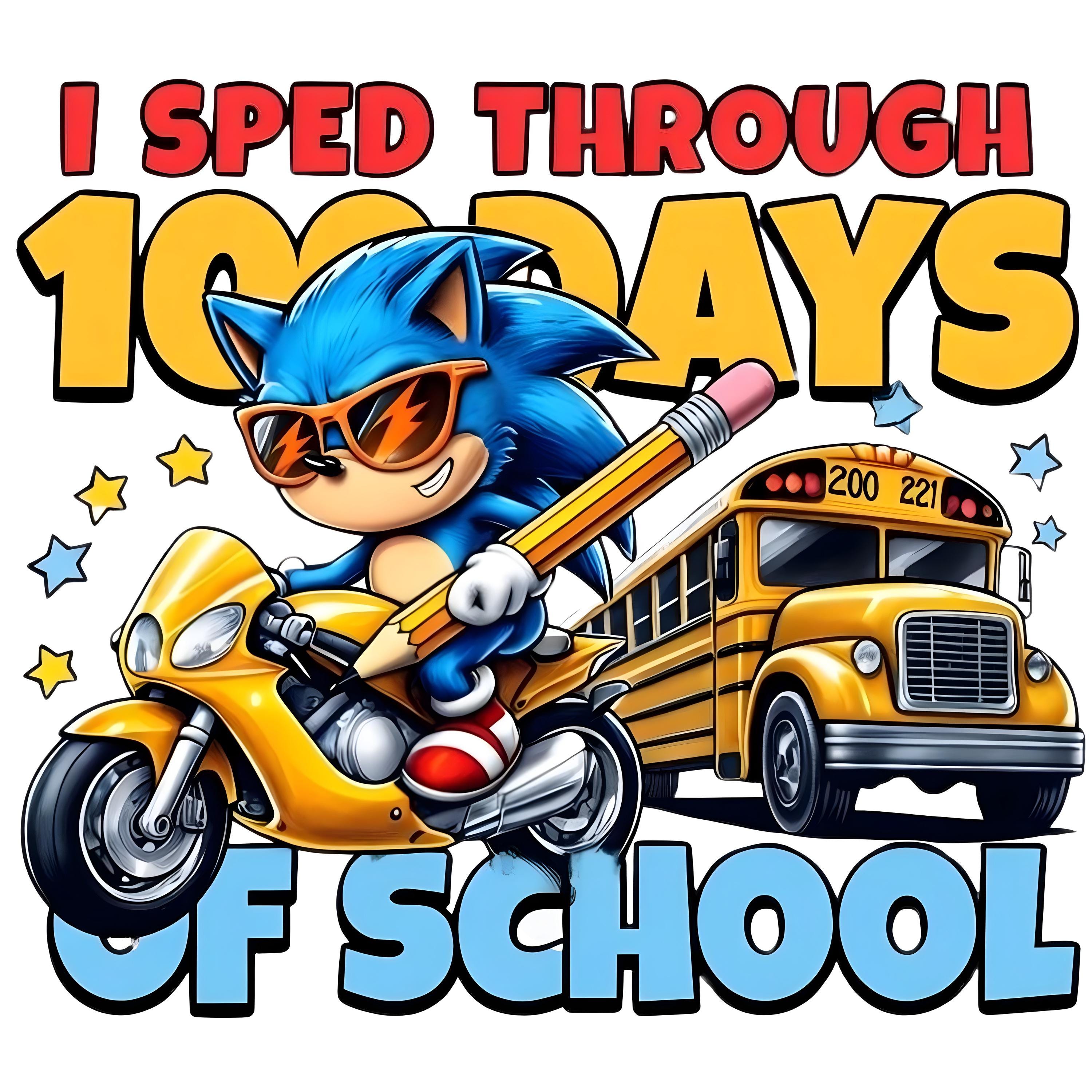 100 Days of School Design Cartoon 9 Png Bundle,cross 100 Days Sonic ...