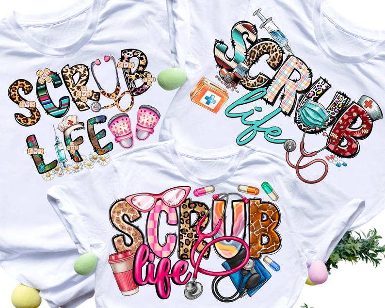 3 - Scrub Life Scrubby Png Sublimation BUNDLE Design Download,nurse ...