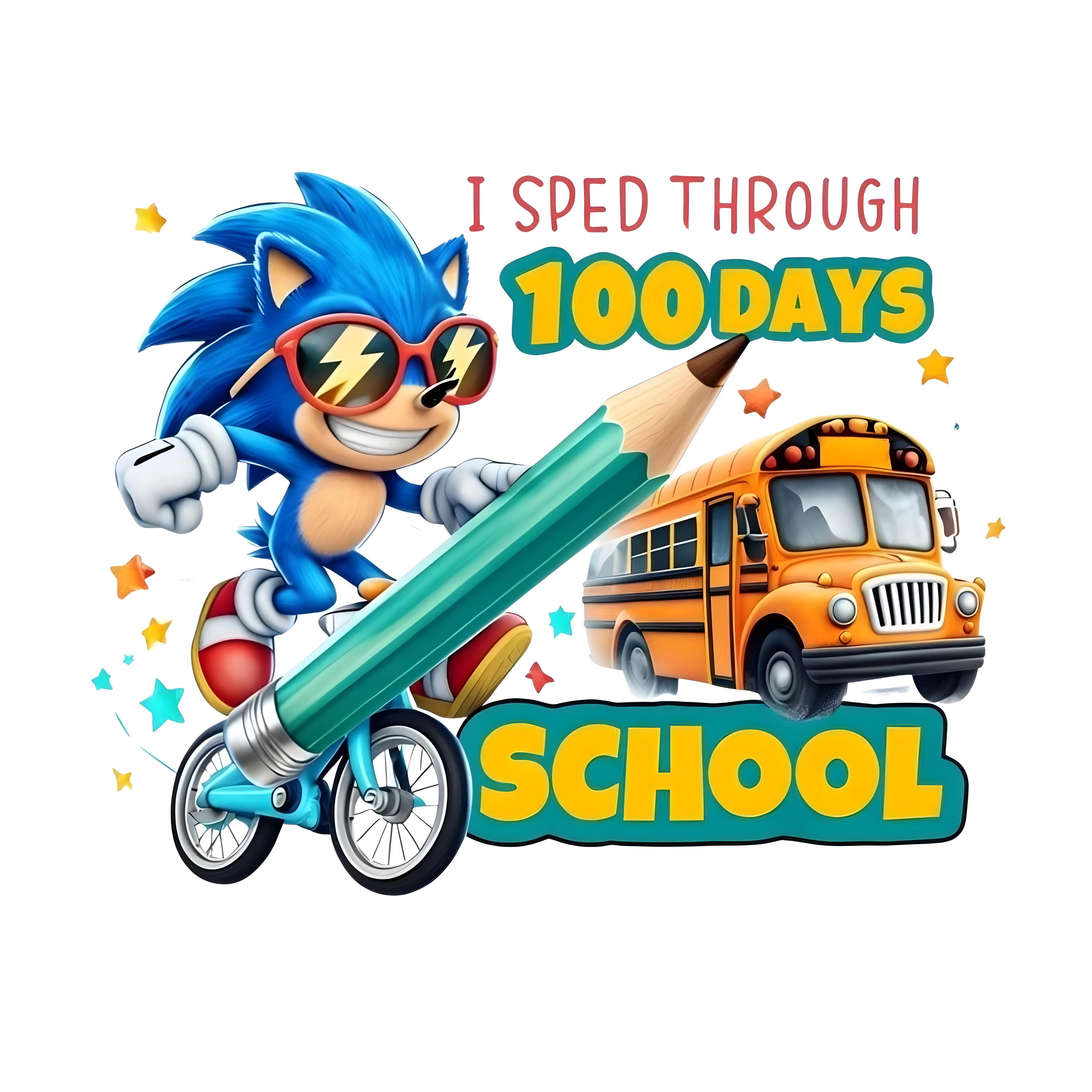 100 Days of School Design Cartoon 9 Png Bundle,cross 100 Days Sonic ...
